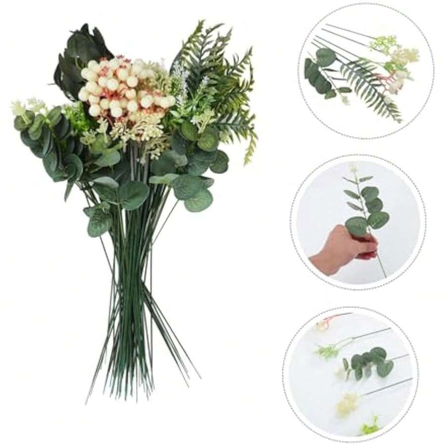 Simulated Green Plant Bouquet Leaf Decor Decorative Leaves DIY Fake ...
