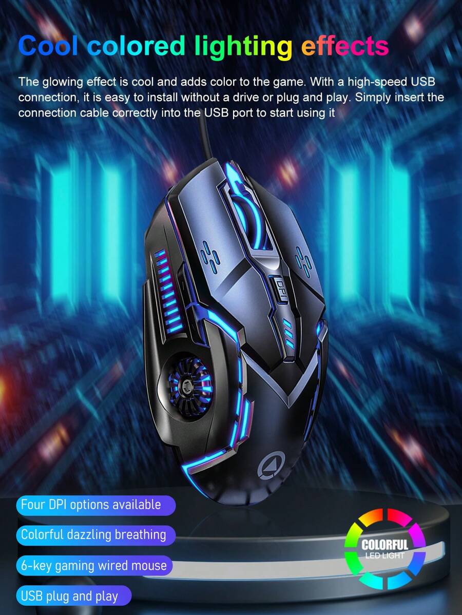 G5 Mechanical Gaming Wired Mouse With LED Lights, USB Interface For ...
