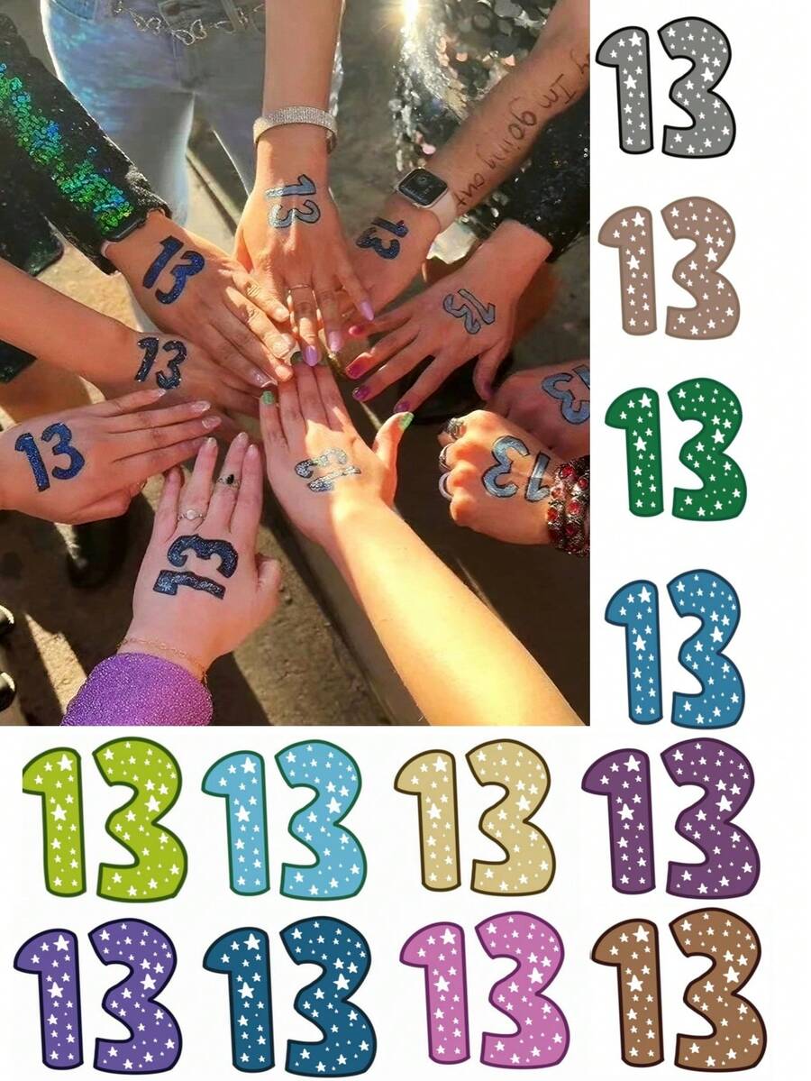 12 Sheets Glow In Dark 13 Hand Tattoos Party Accessories For Swifties ...