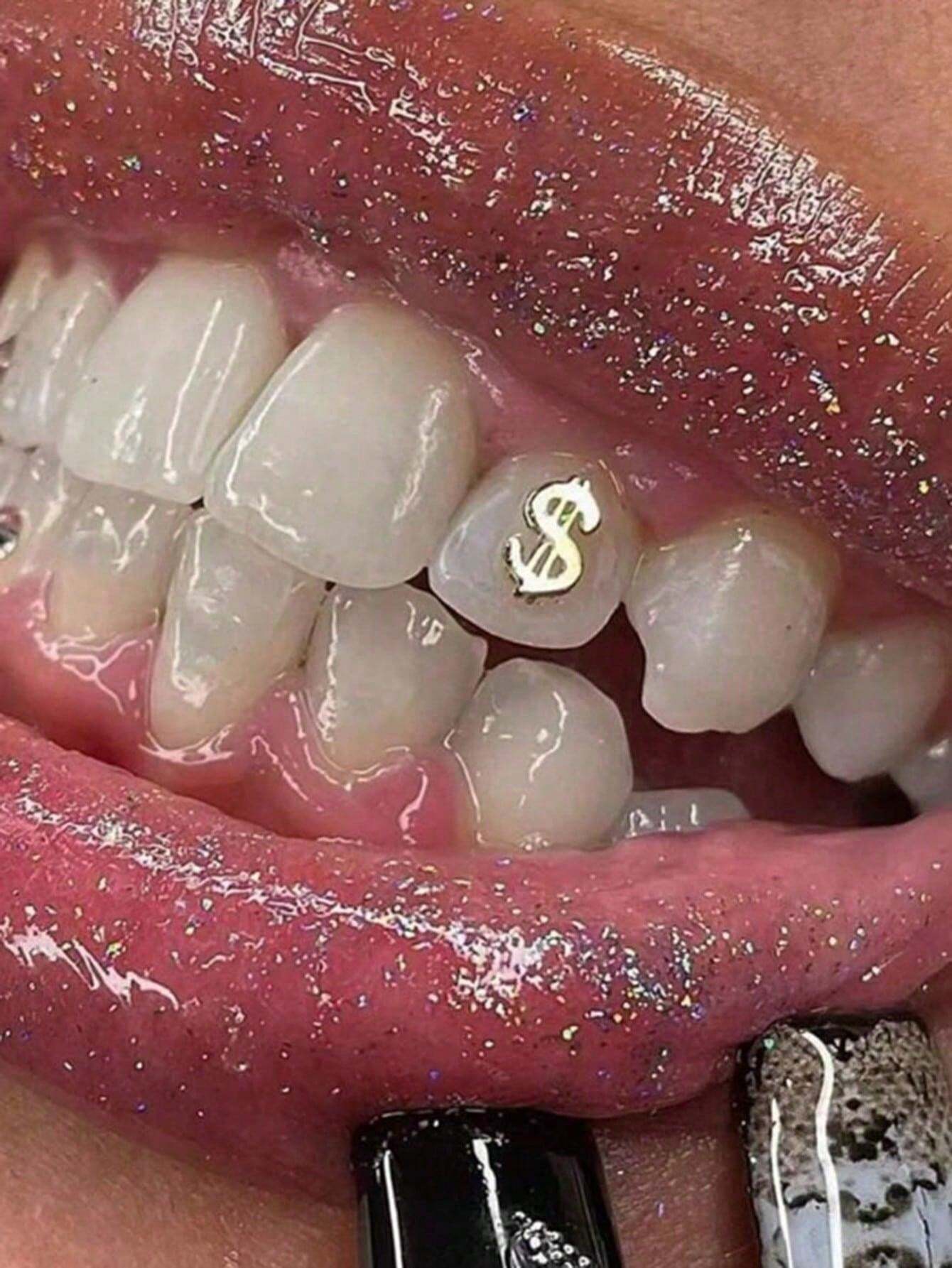 1pc Delicate And Minimalist Metallic Heart Shaped Tooth Diamond | SHEIN