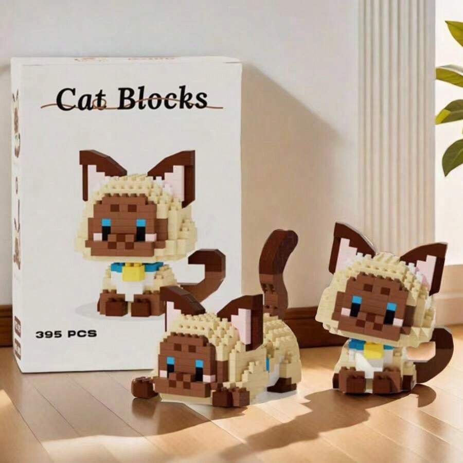 395pcs Micro Particle Manual Assembly Cat Building Blocks Set ...
