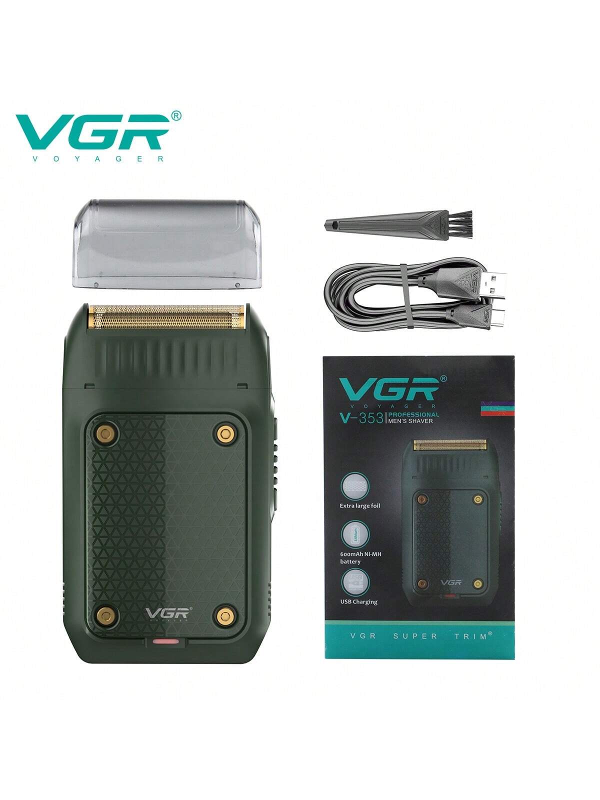 VGR Afeitadora eléctrica recargable de lámina única profesional para hombres VGR V-353-Verde ...