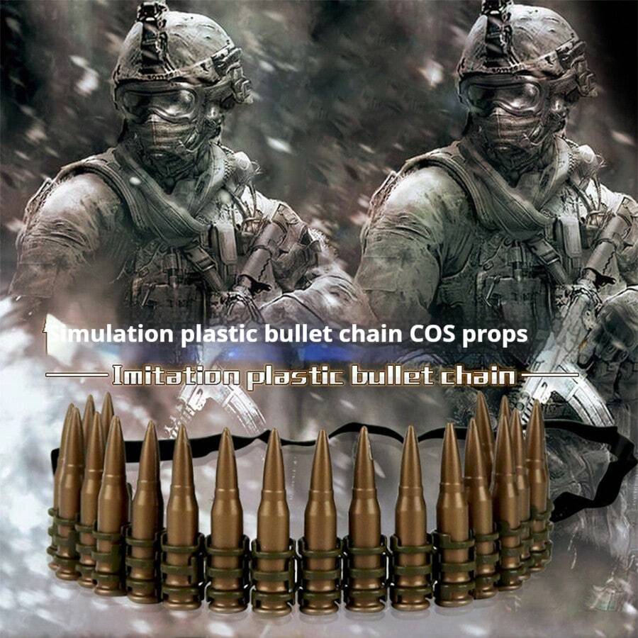 1pc Fake Bullet Chain, Pirate Prop Plastic Bullets, Military Model ...