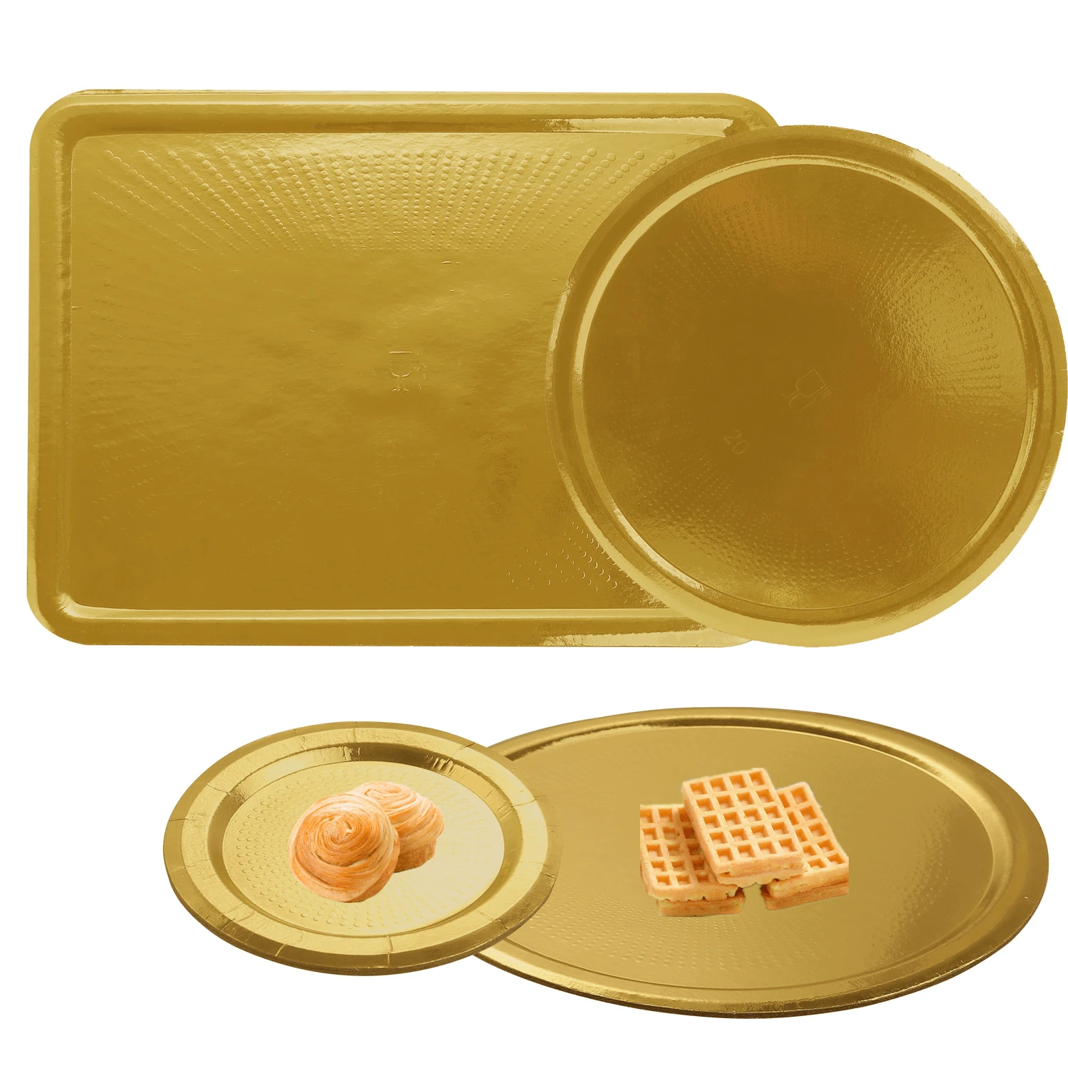 10 pièces de plateaux à gâteau rectangulaires en or, plateaux à ...