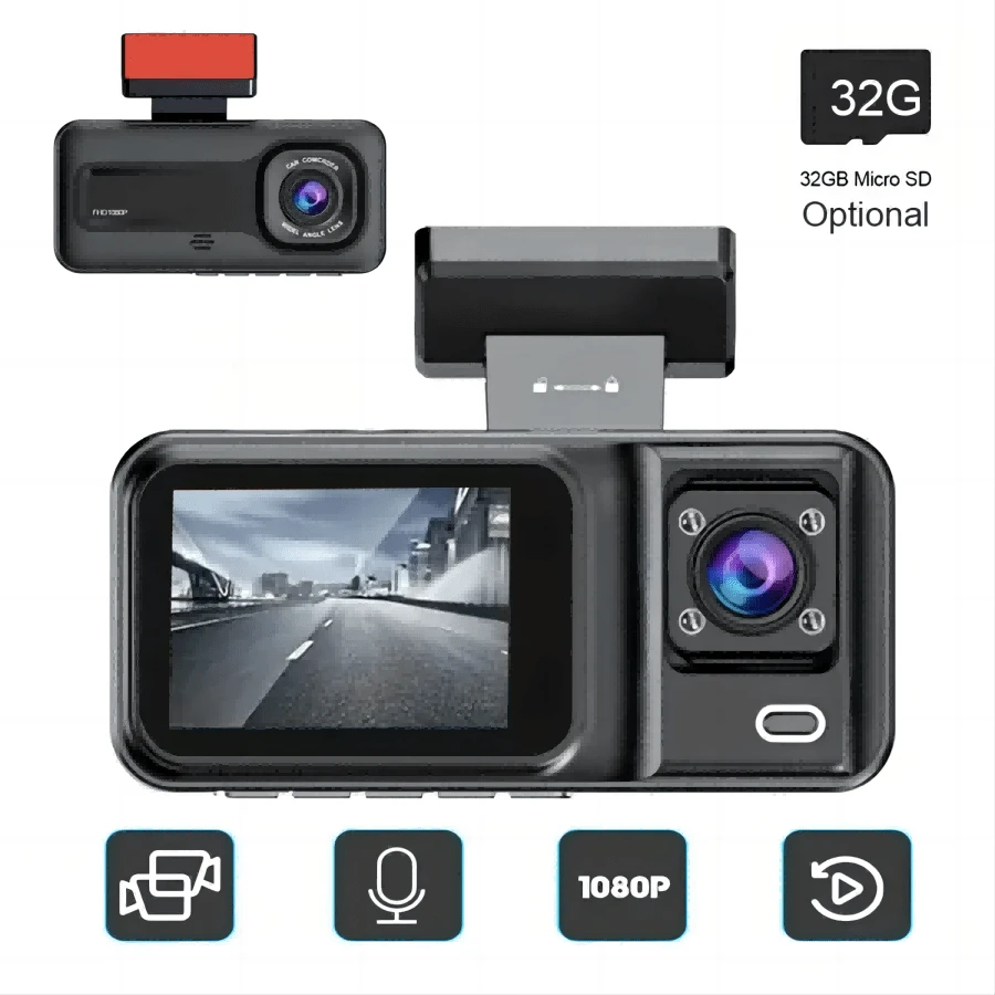 3 Camera Lens Car DVR, 3-Channel Dash Cam HD 1080P Dash Camera Dual ...