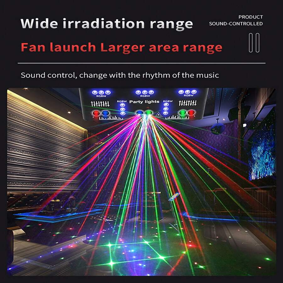 Lumière disco DJ avec laser et LED, lumière RVB 21 LED, contrôle du son, stroboscope, automoteur ...