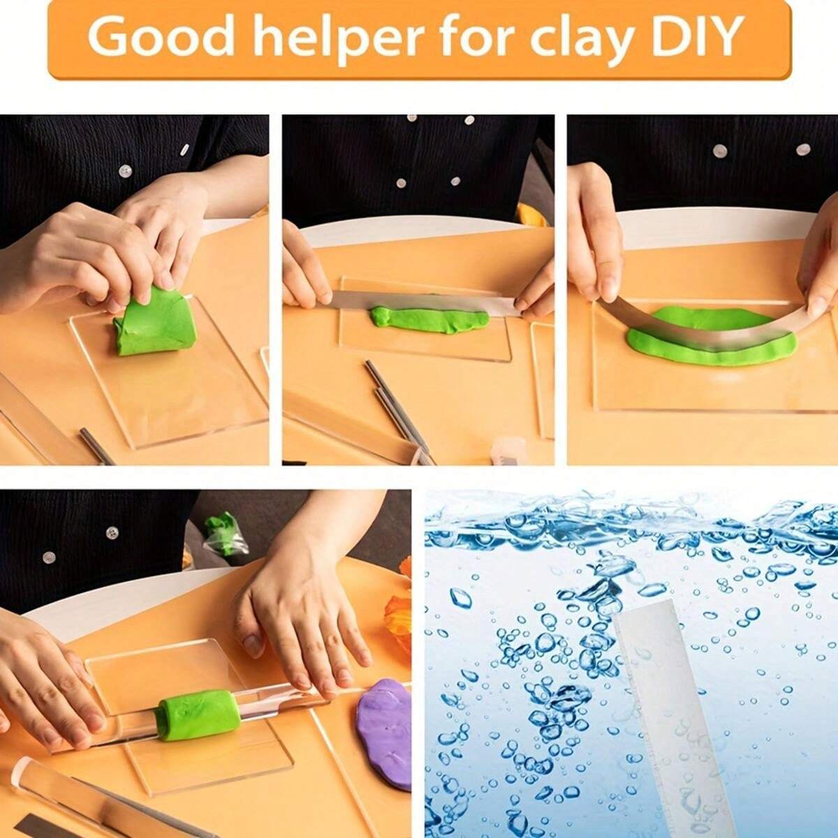 6pcs Ceramic Tool Set Box, Clay Plastic Cutting Knife Cutting Board ...