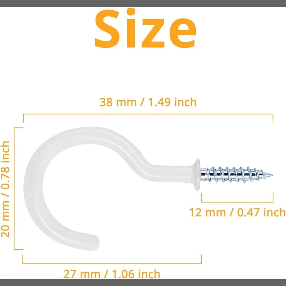 18pcs Vinyl Coated White Ceiling Hooks, Question Mark Shaped Hook ...