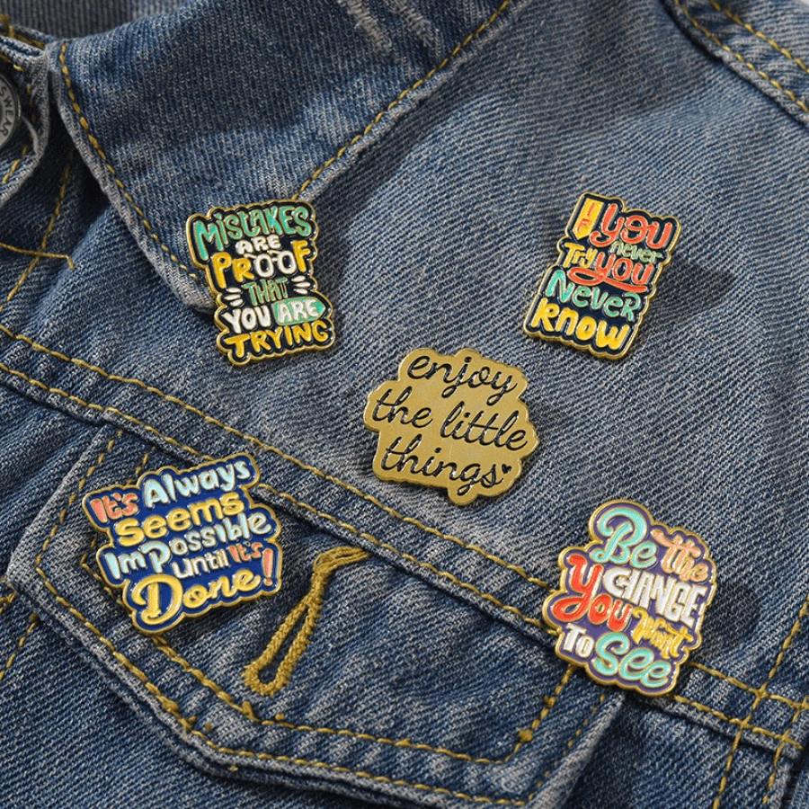 2pcs Motivational Text Badge Set: Motivate Your Daily Life And Give ...