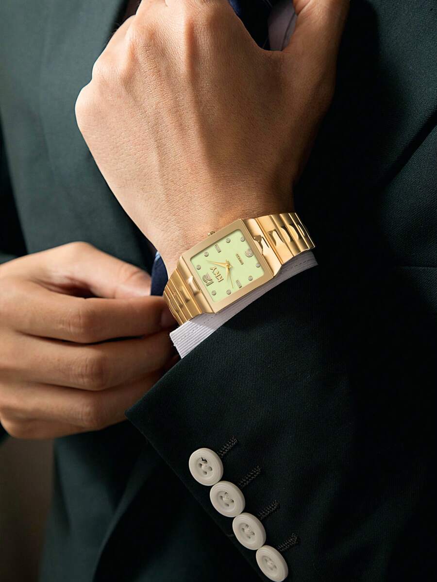 Men's Luminous KKY New Square Analog Stainless Steel Pointer Quartz ...