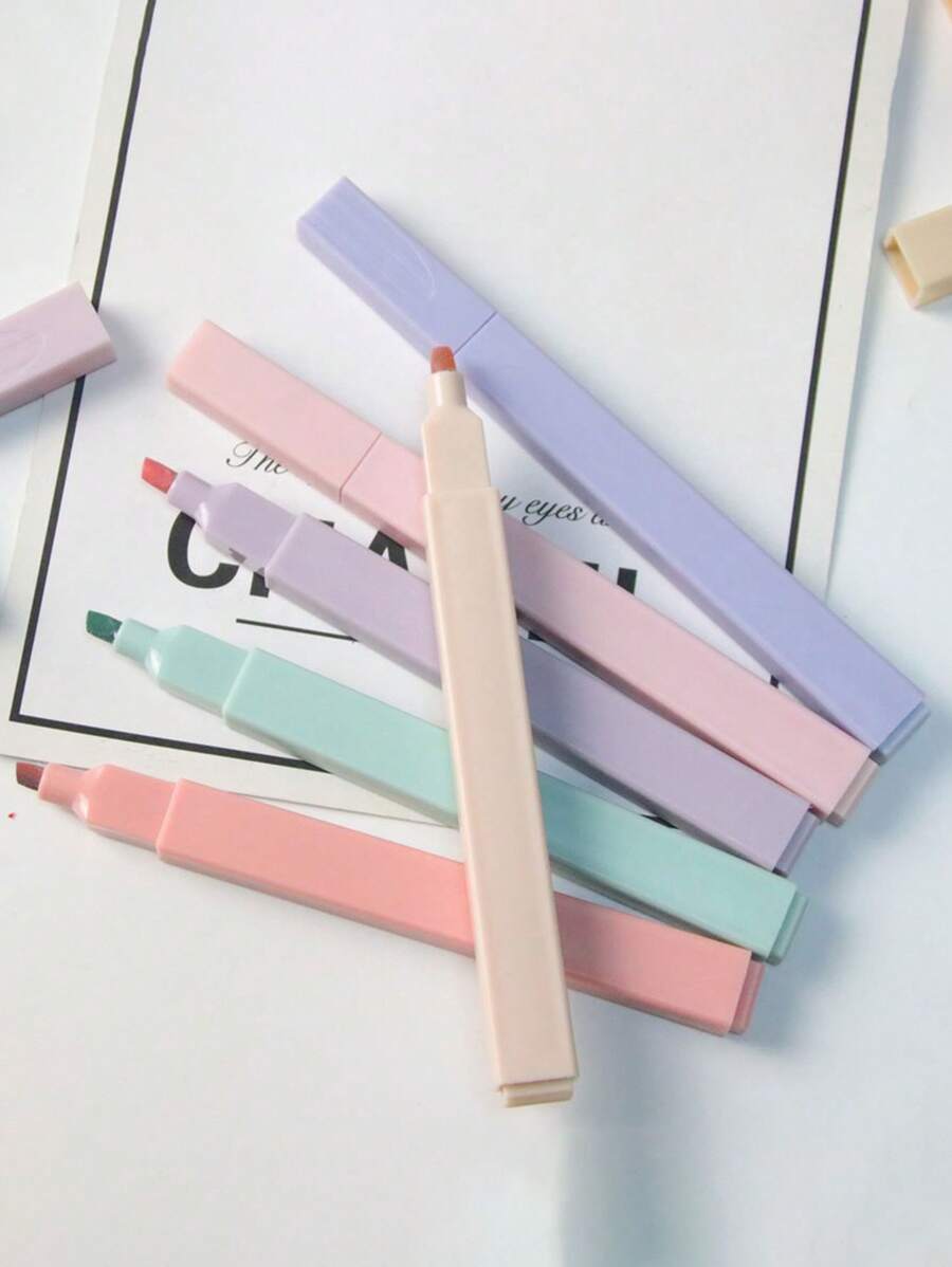 12/6pcs Morandi Aesthetic Square Highlighters Pens, Mild Soft Chisel ...