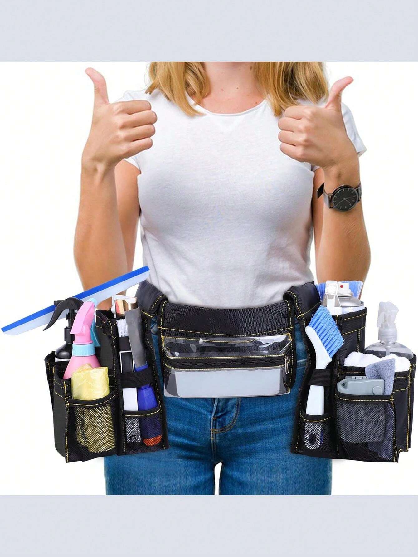 Cleaning Belt,Tool Pouch Waist Apron With Pockets Cleaning Supplies For ...