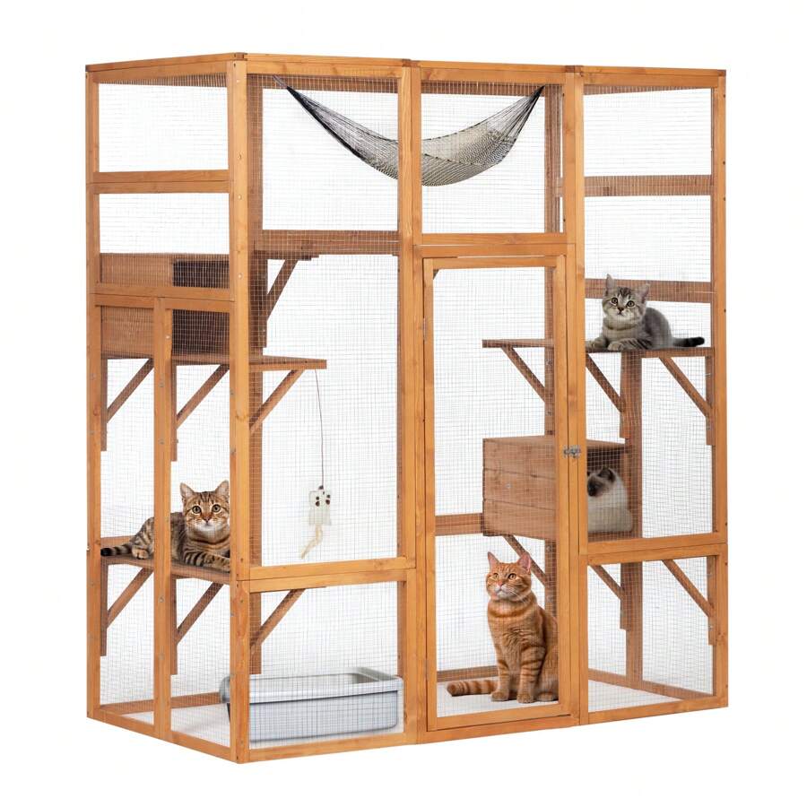 Extra Large Cat Cage, Outdoor Cat Enclosure, Large Wood Cat Cage With ...