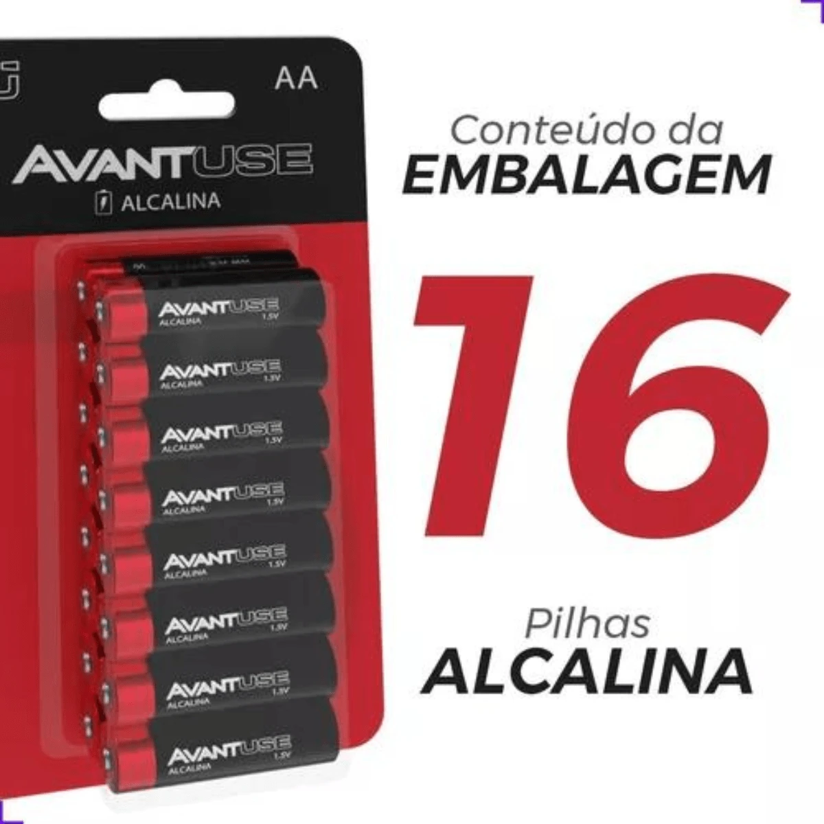 Kit Pilhas Alcalinas Aa Pequena Com 16 Unidades 1.5v - Avant | SHEIN Brasil
