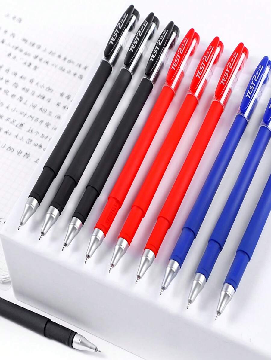 10pcs Exam & Office Neutral Pens, Matte Carbon Fiber Tip Ballpoint Pens ...