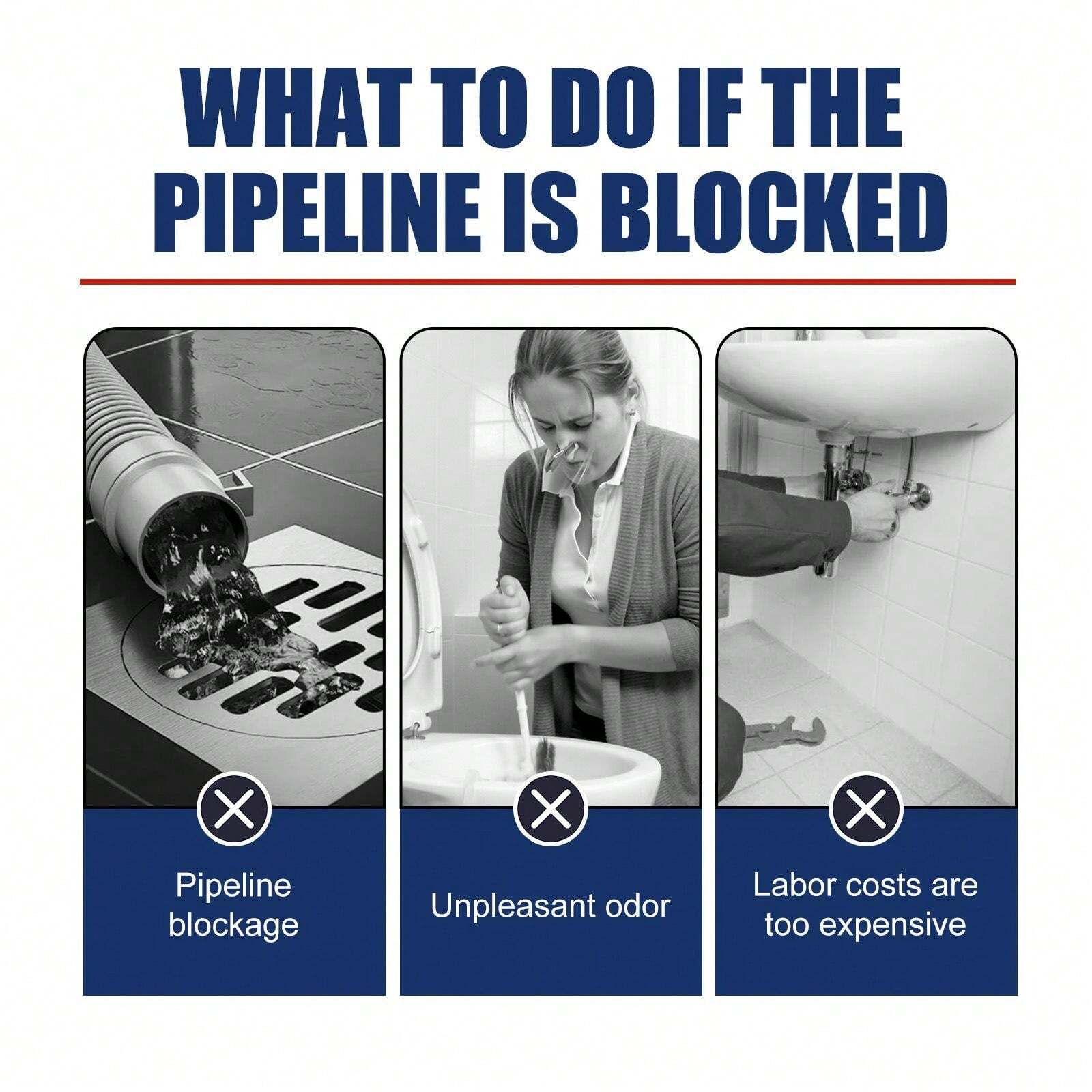 1 Bottle Of Floor Drain Anti-Clogging Pipeline Dredging Agent Sewer ...