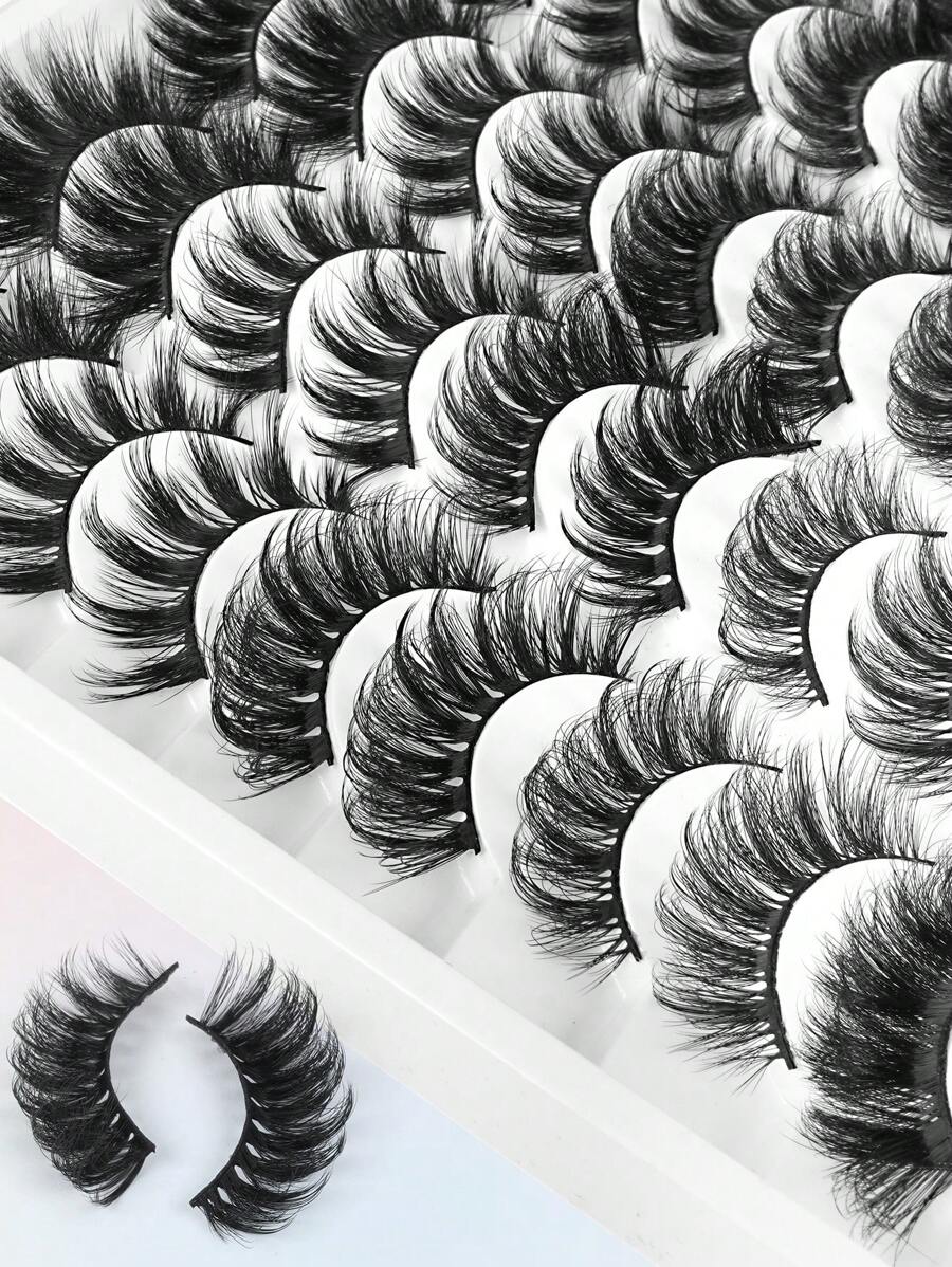 48 Pairs Long Thick Fluffy Volume False Eyelashes Faux Mink Lashes 17 ...