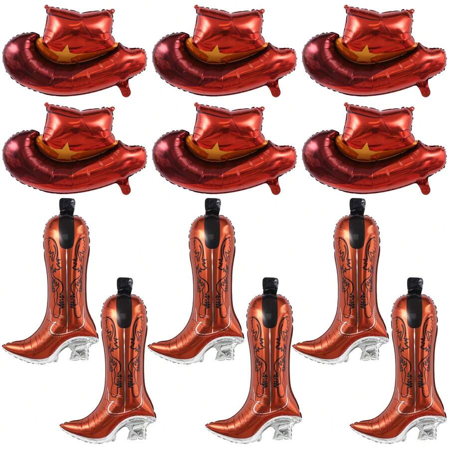 12 Pieces Western Themed Party Balloons Cowgirl Boot Balloons Cowgirl ...