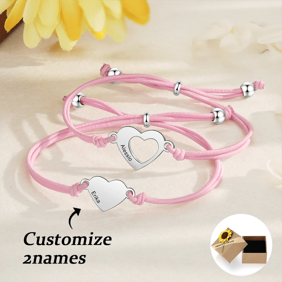 Pulseras en forma de corazón personalizadas para parejas - Set de 2 ...