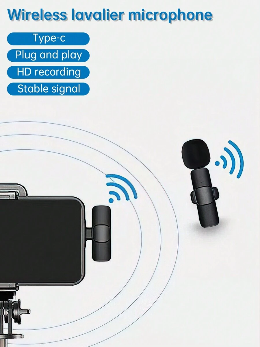 K8 Wireless Type-C Lavalier Microphone One-To-One Video Live Streaming ...