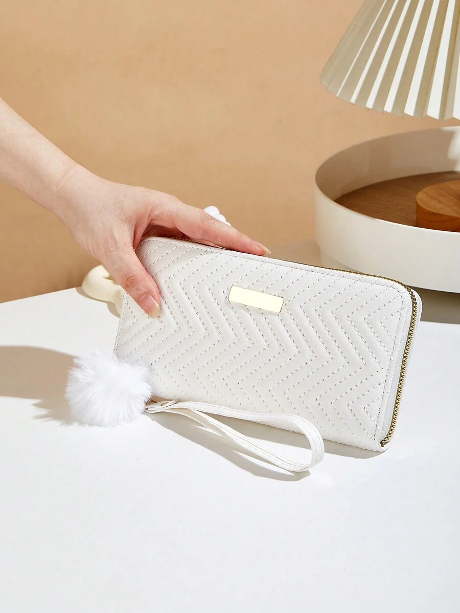 Furry Ball Wave Embroidered Long Wallet | SHEIN EUR