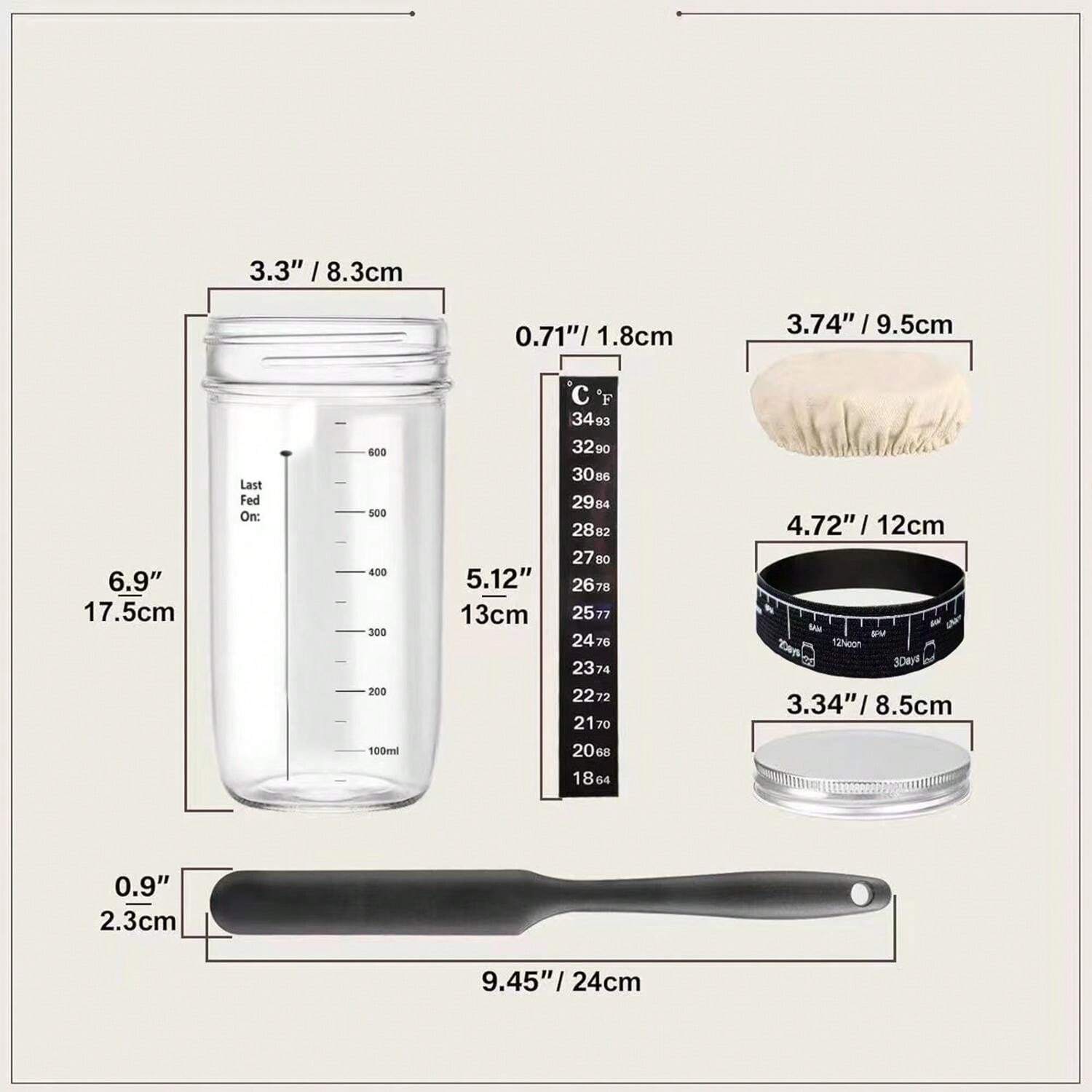 1 pieza Juego de tarro de fermentación de masa madre, incluye ...