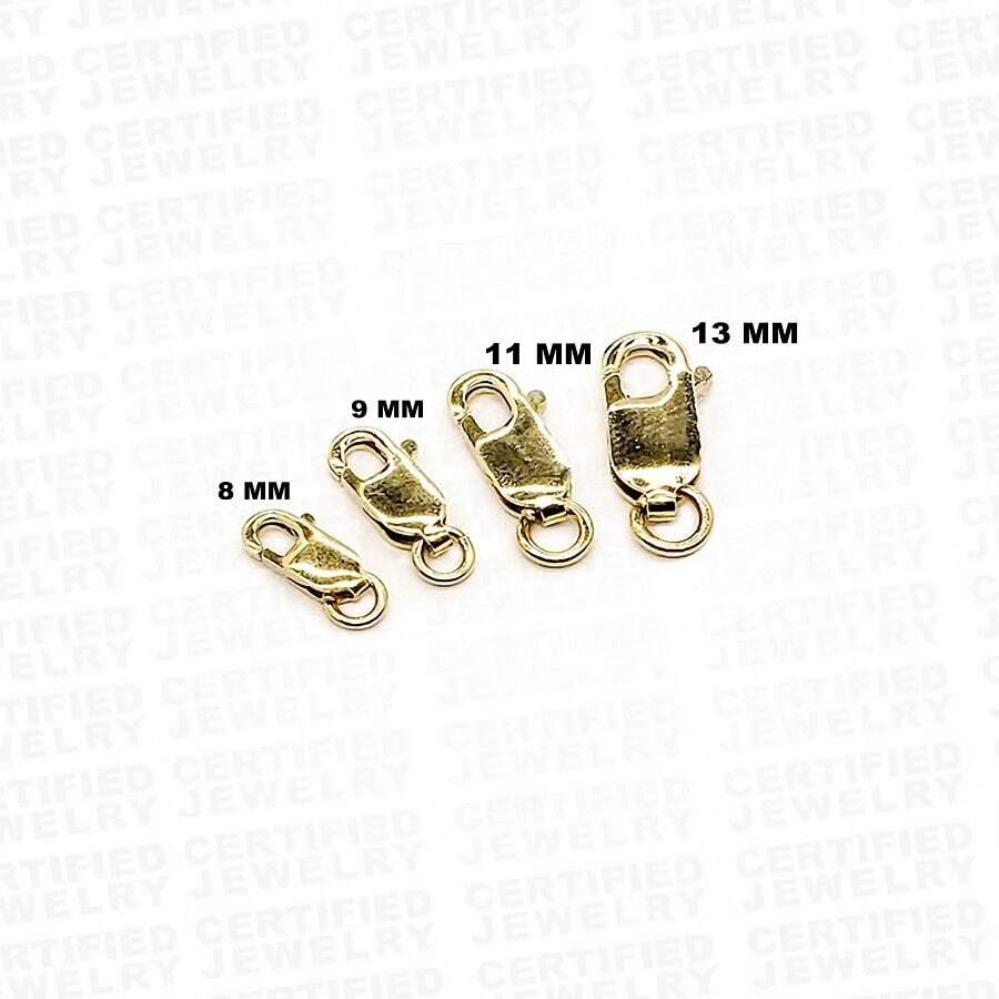 10K Solid Gold Lobster Clasp With Open Ring, Multiple Sizes, Real 14k ...