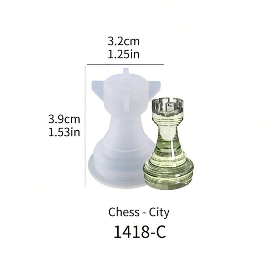 7pcs Resin Cast Chess Mold With 3D Full-Size Chess Board Epoxy Silicone ...