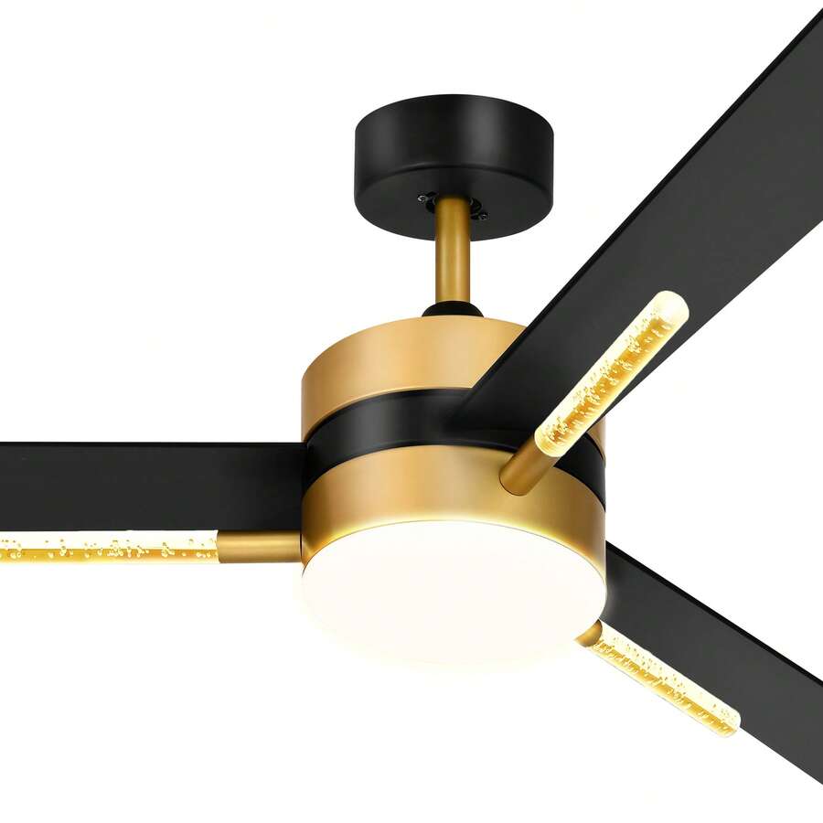 60 Inch Modern Chandelier Ceiling Fan With Light And Remote, Crystal ...