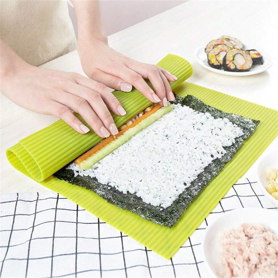 Double-Sided Silicone Bamboo-Patterned Sushi Rolling Mat Mold ...