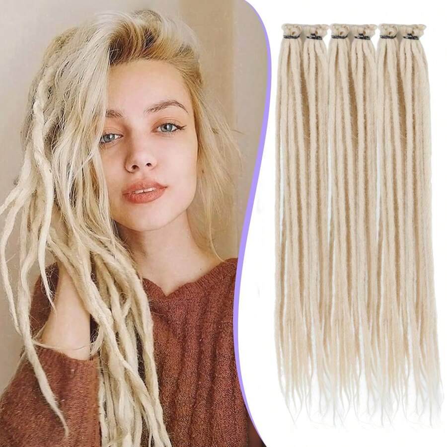 22 Inch Dreadlock Extensions Single Ended, Black Thin 0.8cm Dreads ...
