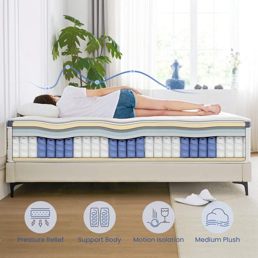 Queen Size Mattresses, 14 Inch Queen Mattress In A Box With Gel Memory ...