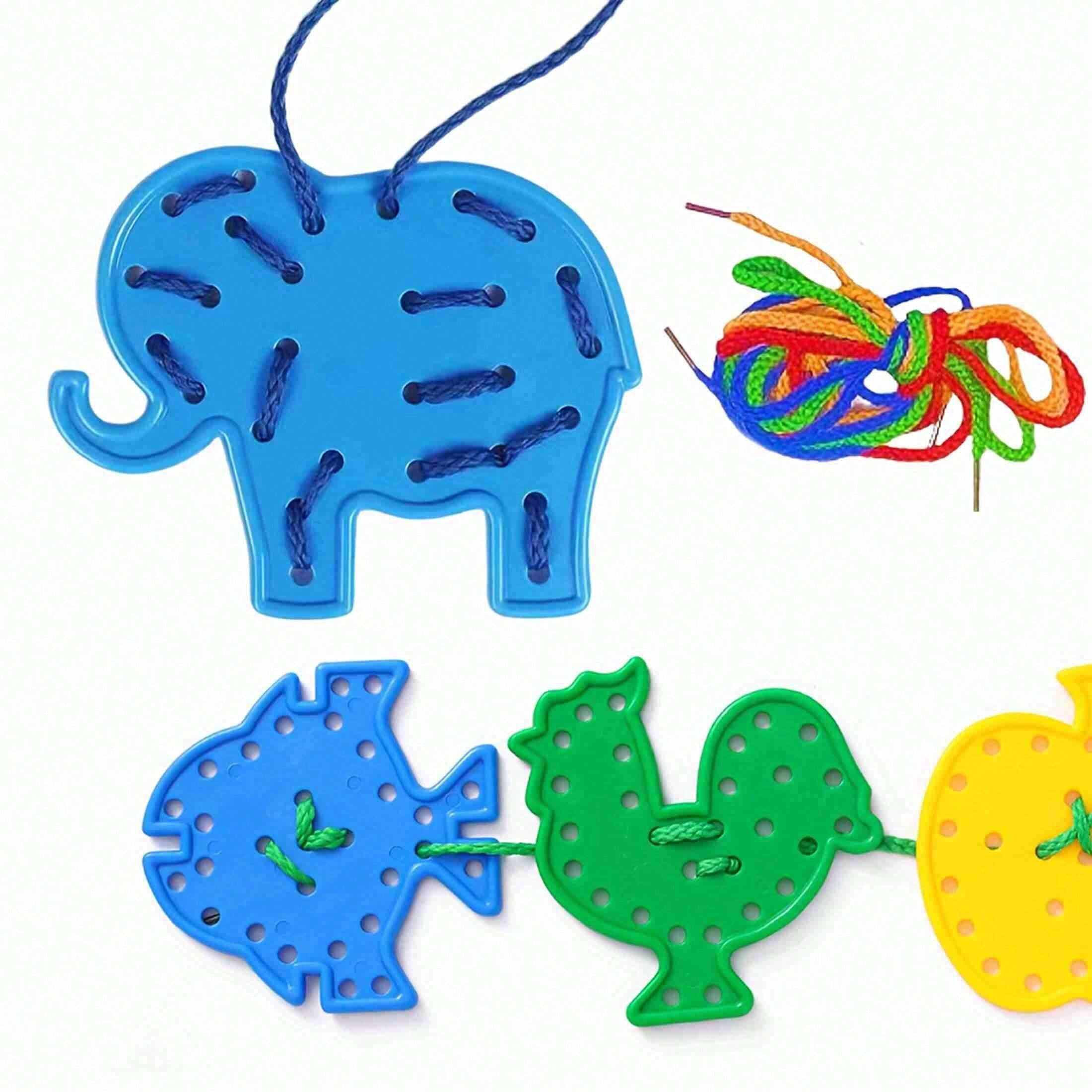 8pcs Handmade Threading Toys For Preschool Education - Animal And Fruit ...