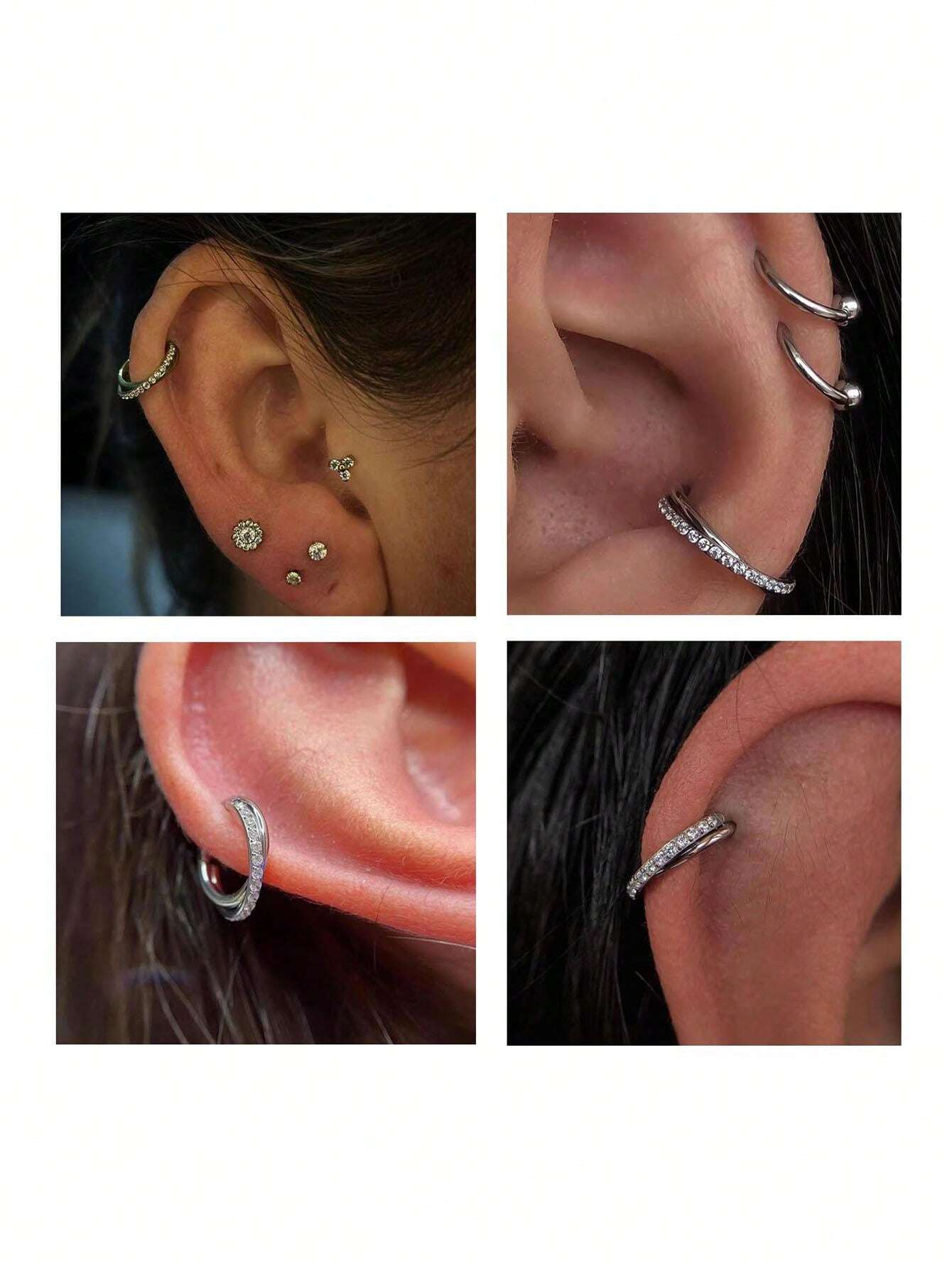 1PC 16G Cartilage Earring Rings For Conch Spiral Leaf Piercing Jewelry ...