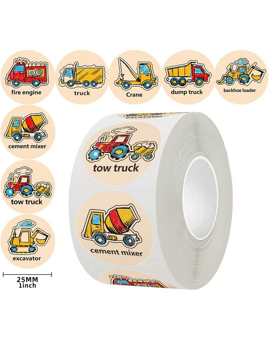 500 Pcs-1 Roll Traffic Construction Stickers For Kids Roll Vehicle Car ...