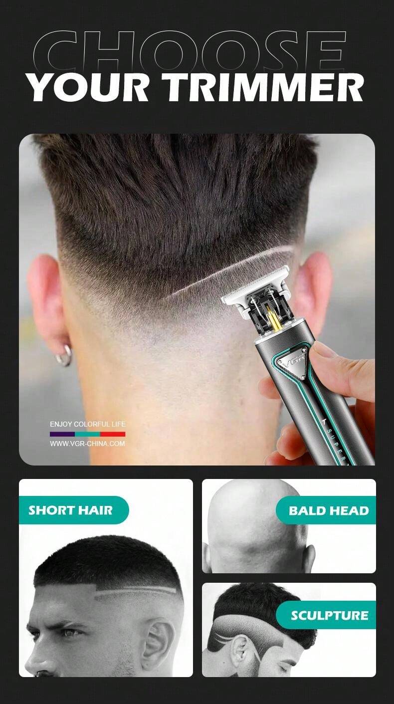 VGR VGR T9 バーバー ヘアカットマシン 電動ヘアクリッパー プロフェッショナル コードレスヘアトリマー メンズ V-009-グリーン ...
