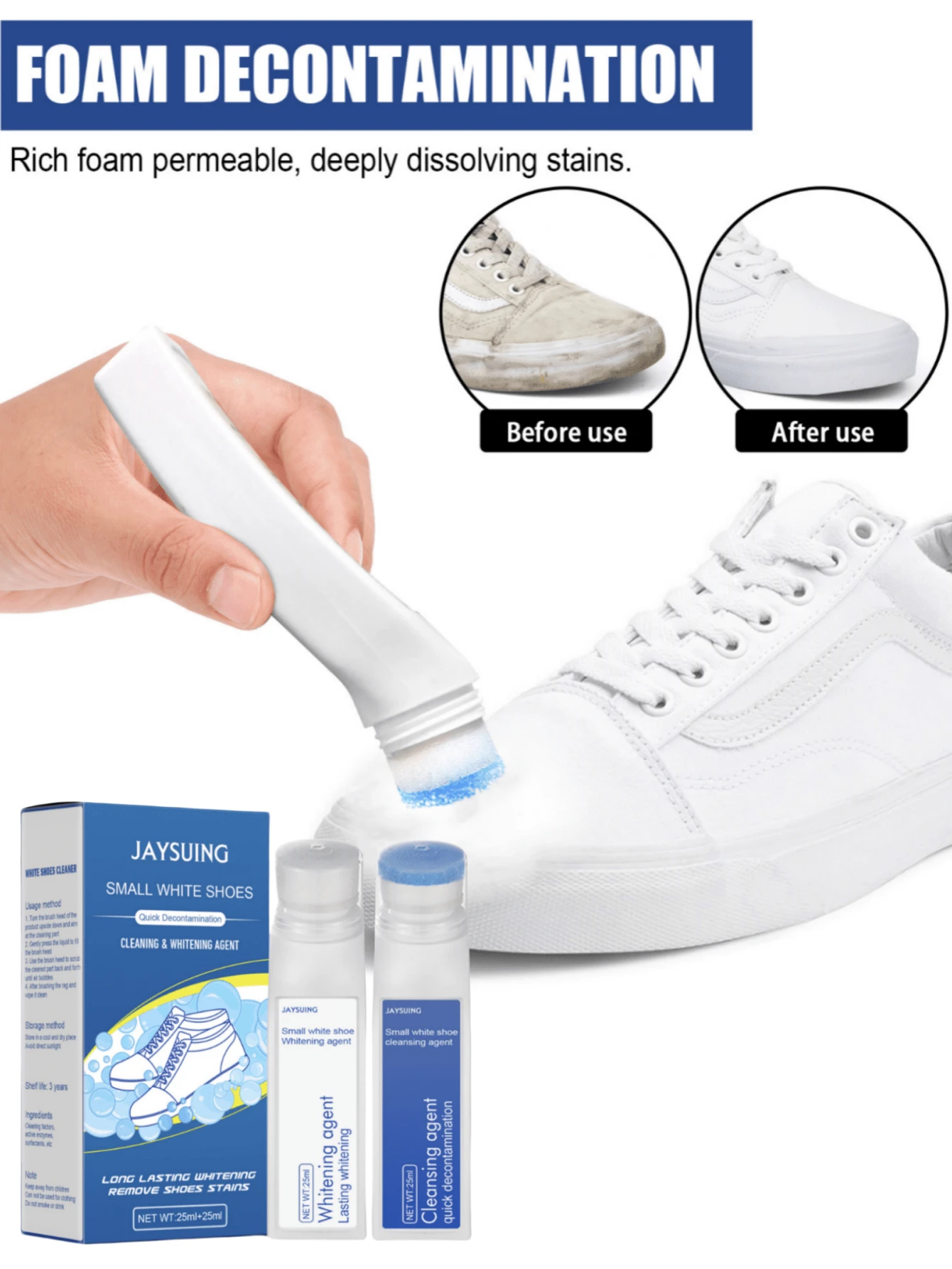 White Shoes Cleaner Waterless Shoes Whitening Agent Stain Removal ...
