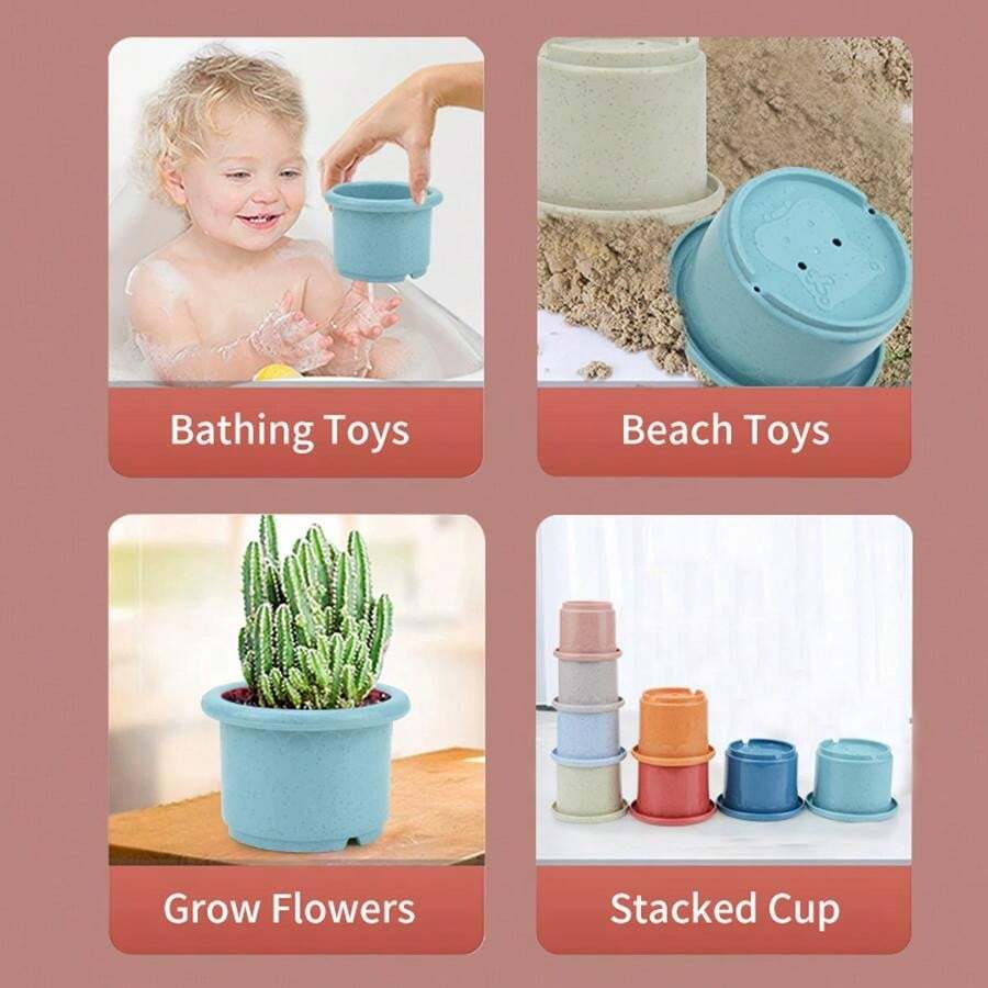 1set Children Colorful Stacking Cups, Baby Early Education Pattern ...