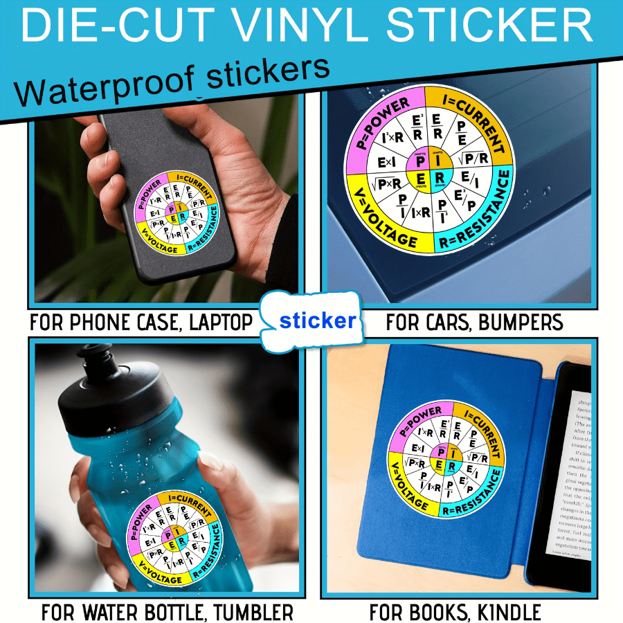 5pcs Funny Ohms Law Stickers - Waterproof Vinyl Decals For Laptop ...