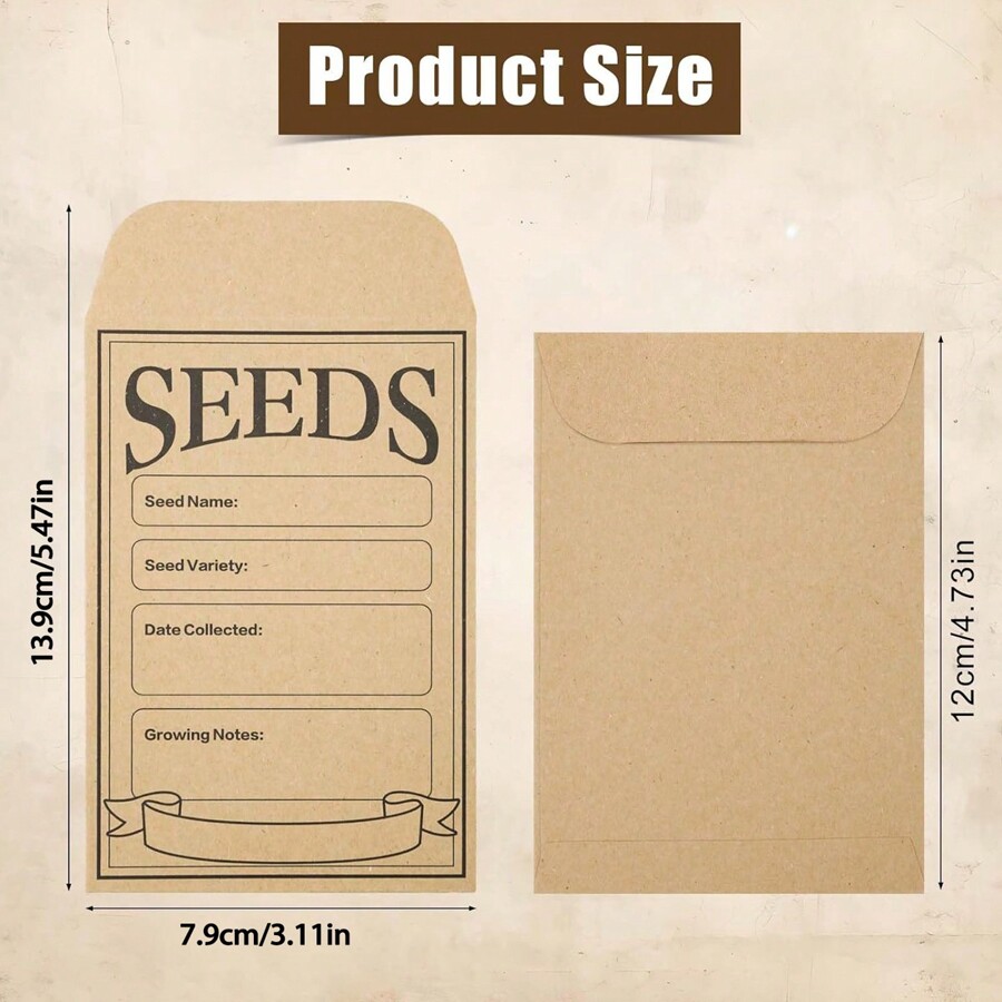50pcs Kraft Paper Envelopes, Seed Envelopes, Self-Adhesive Seed Seal ...