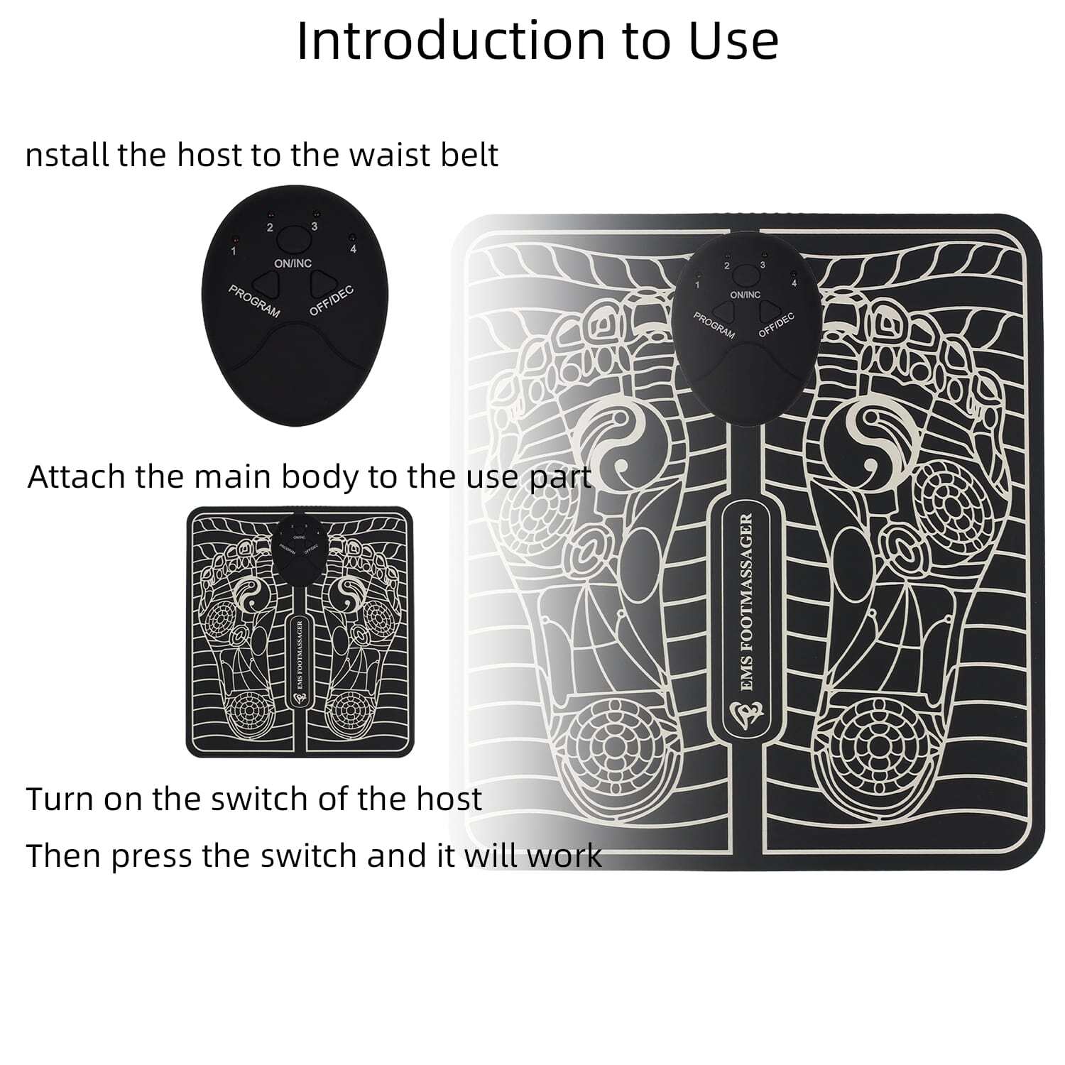 EMS Battery-Operated Foot Massager Mat For Muscle Relaxation And Leg ...
