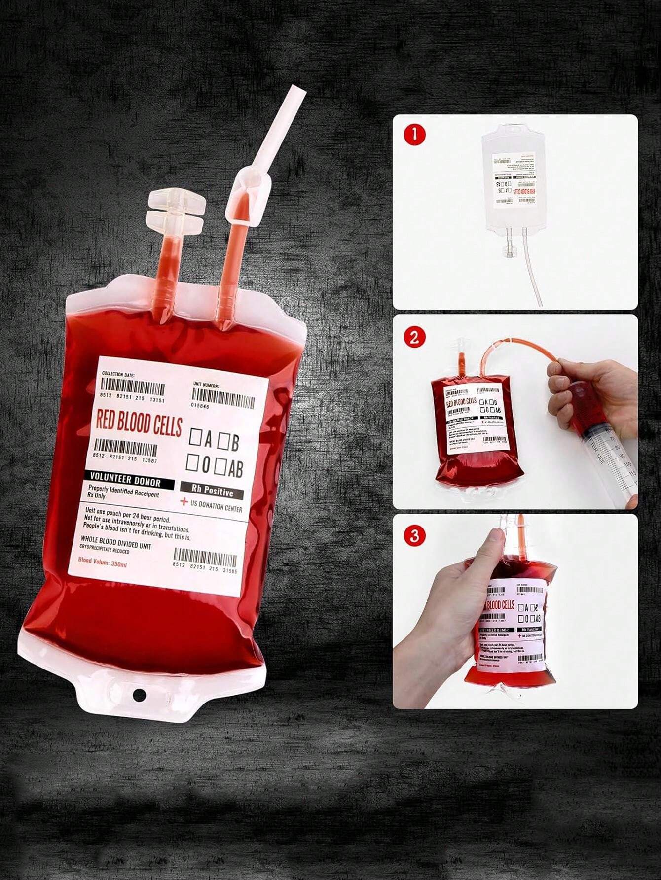 350ML Cosplay Horror Props Happy Halloween Decoration Blood Bag Drink ...
