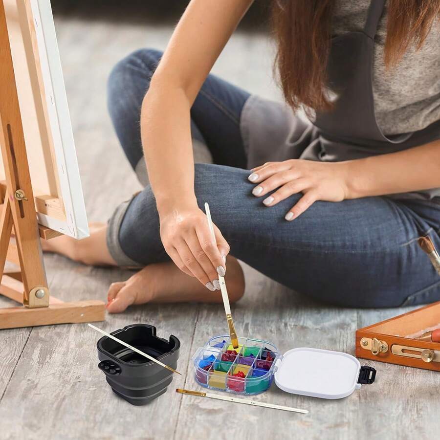 Airtight Paint Saver Storage Palette Box, 16-Well Palette Box With Lid ...
