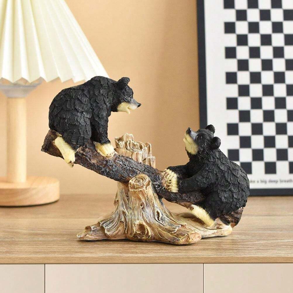 Resin Black Bear Figurine, Home Decor For Living Room TV Cabinet ...
