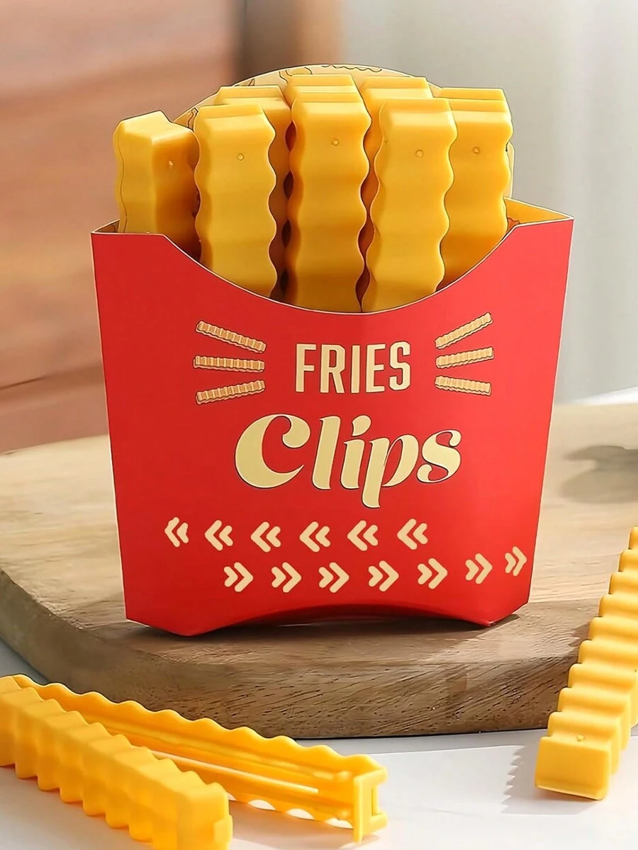 12 Cute French-Fries Shaped Bag Clips In A Magnetic Box Seal Opened ...