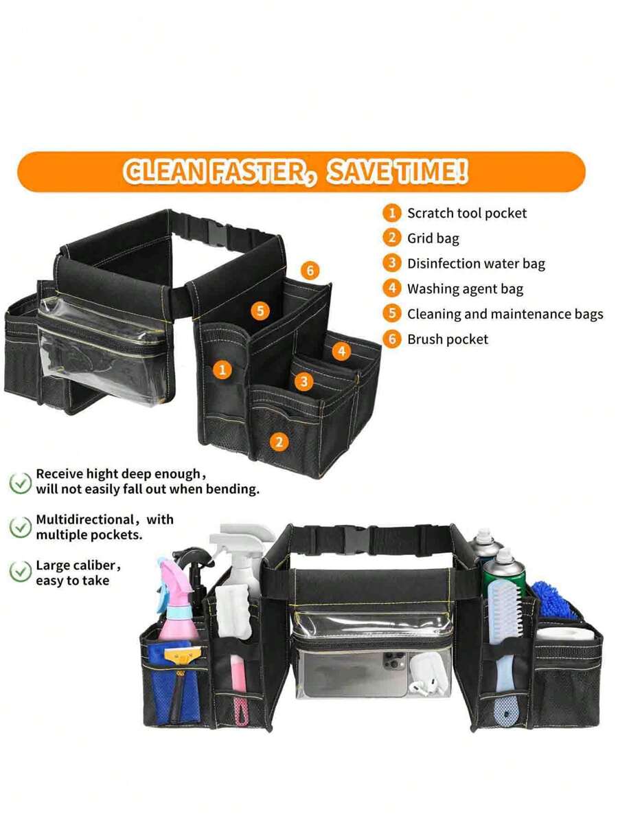Cleaning Belt,Tool Pouch Waist Apron With Pockets Cleaning Supplies For ...