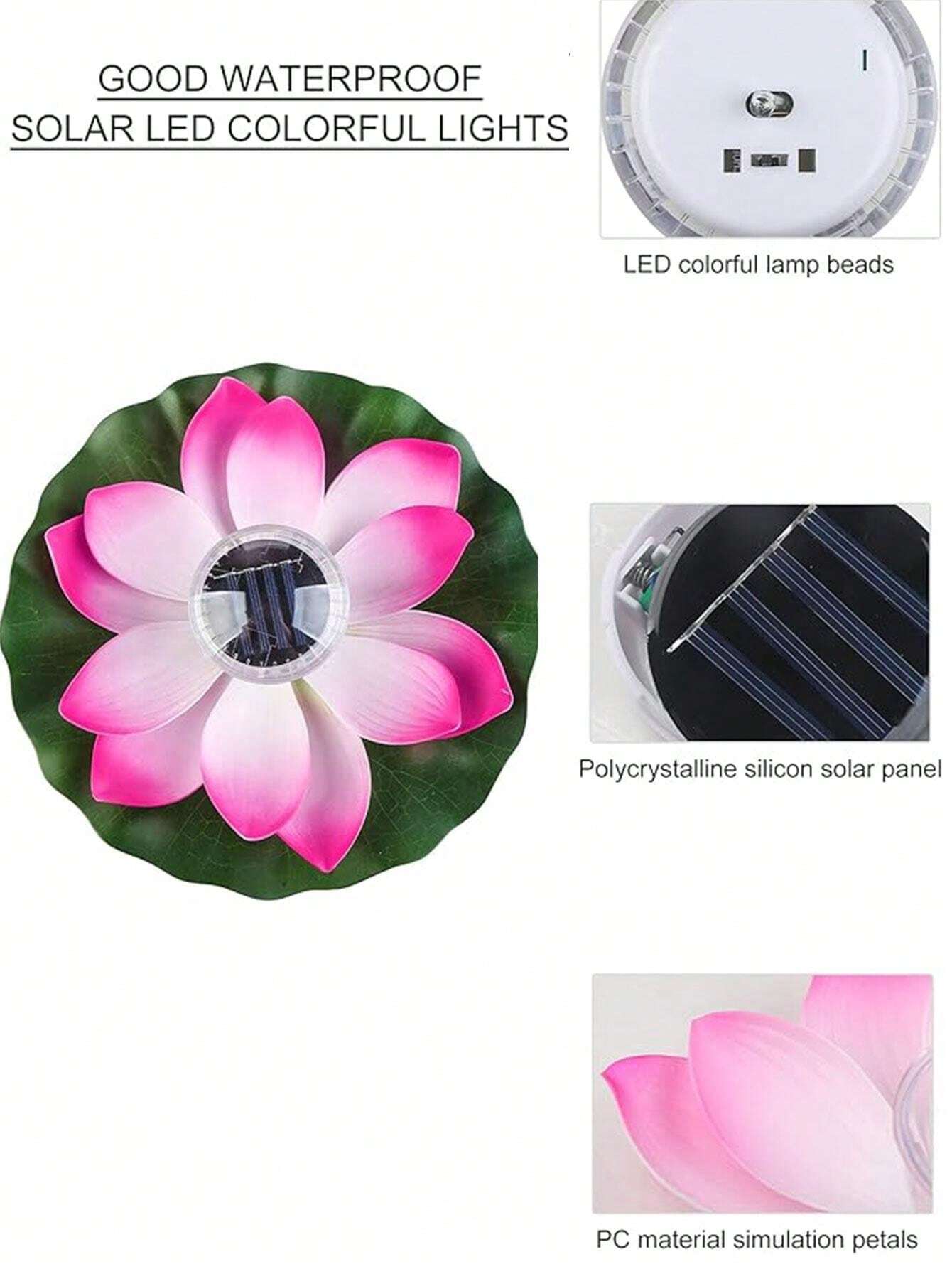 Luz solar flotante con forma de flor de loto LED para piscina, estanque ...
