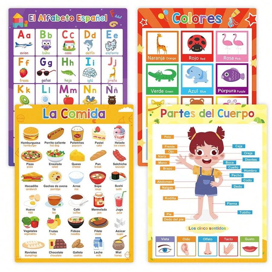 10pcs Spanish Language Early Education Posters, Classroom, Home, School ...