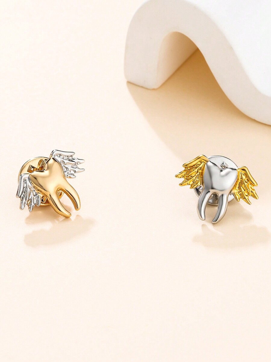 2 Pcs Dentist Pins Brooch Care For Teeth Wings Lapel Badges Cute Dental ...