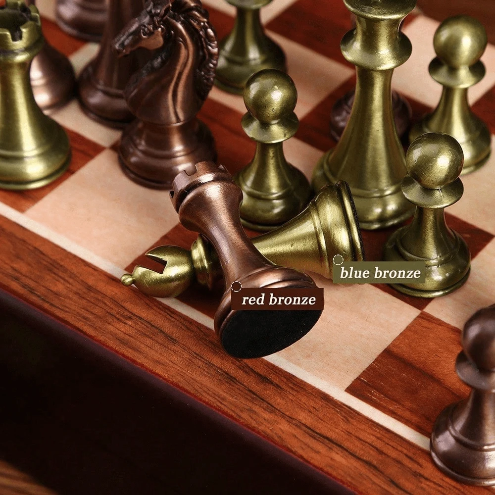 Jeu d'échecs en métal, échiquier en bois pour adultes et enfants, jeux ...